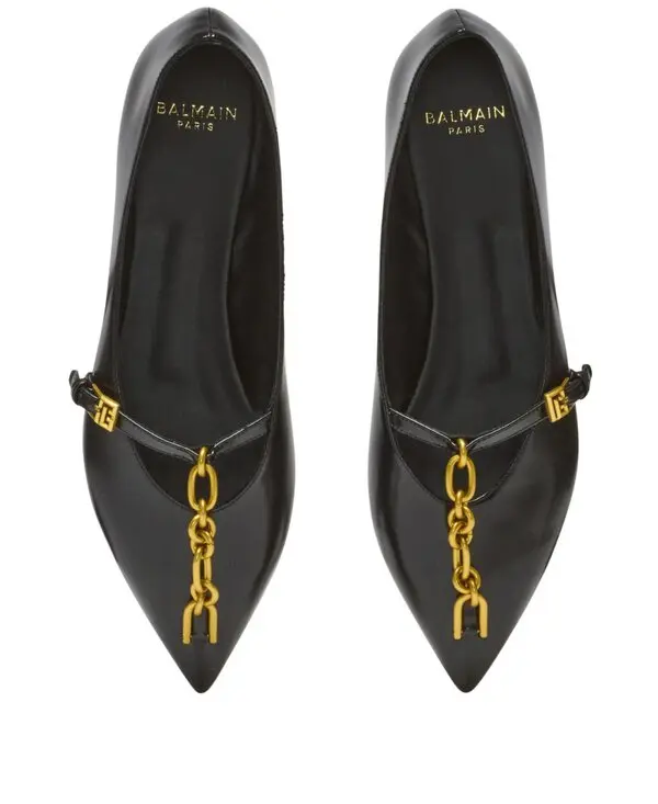 Balmain Shiny Sync Ballet Flats - Black