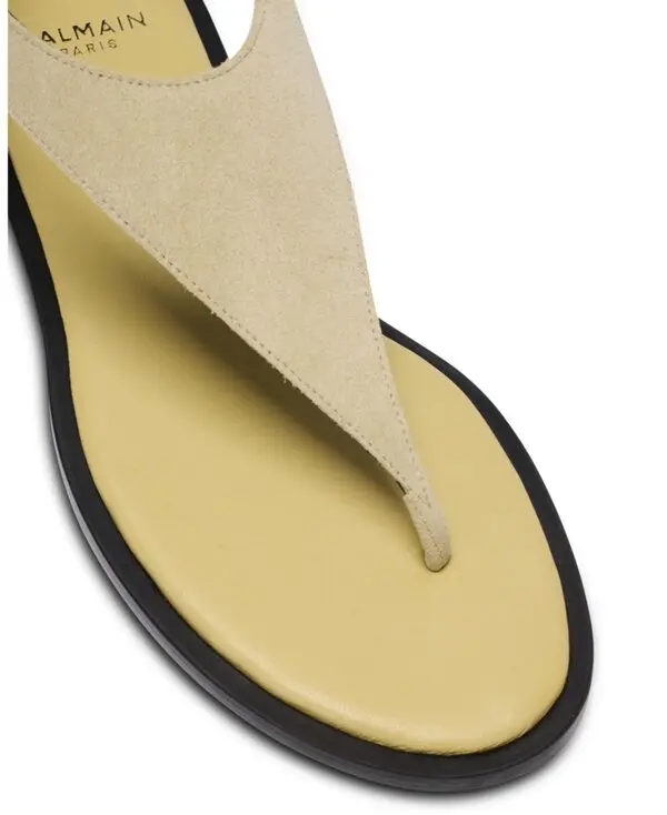 Balmain Anthem Flat Thong Sandals - Beige