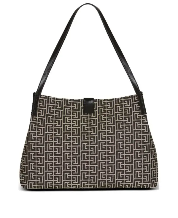 Balmain Monogram Jacquard Medium Release Shopper Bag - Black