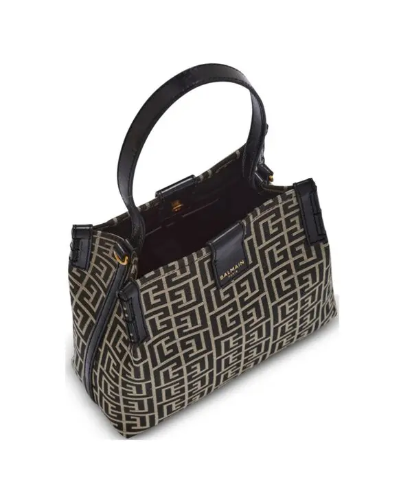 Balmain Jacquard And Calfskin Bucket Bag