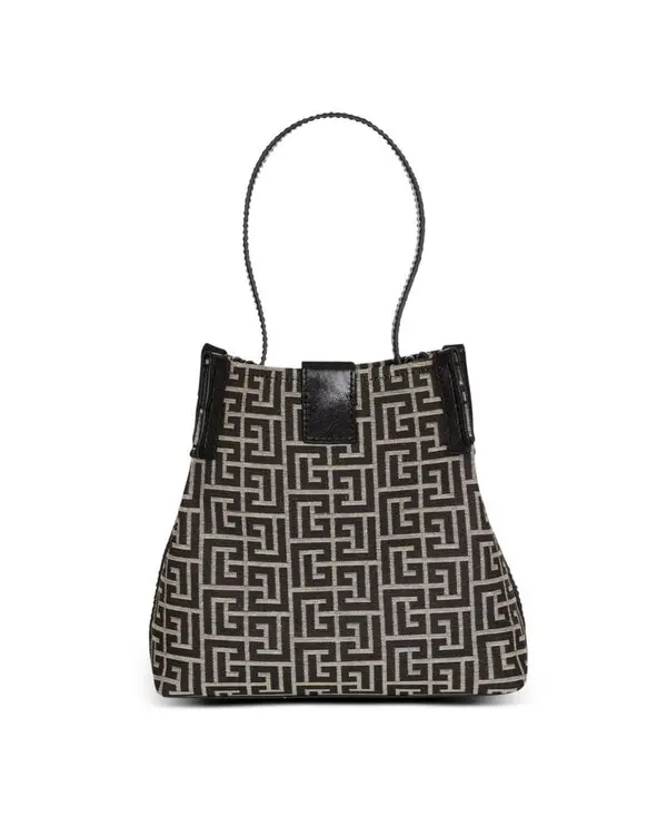 Balmain Jacquard And Calfskin Bucket Bag