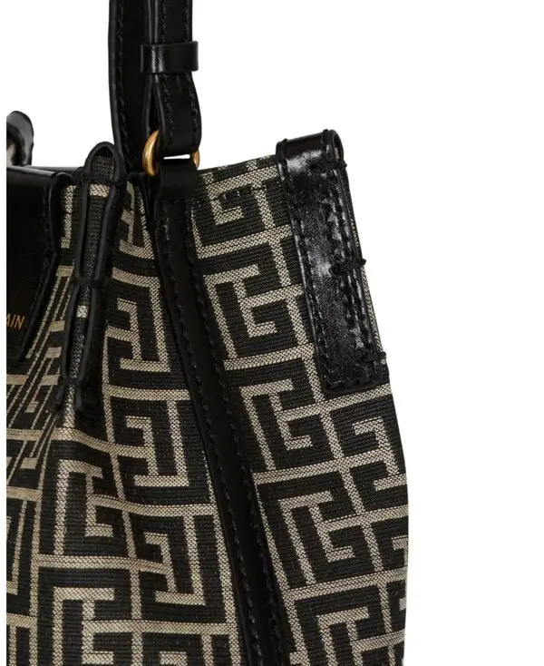 Balmain Jacquard And Calfskin Bucket Bag
