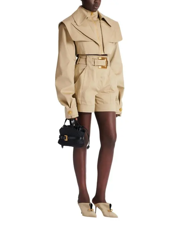 Balmain Shuffle Mini Bag In Calfskin And Raffia - Black
