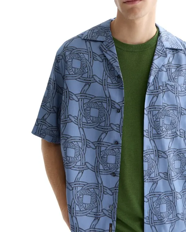 Scotch & Soda Printed Tencel Relaxed Fit Short Sleeve Shirt