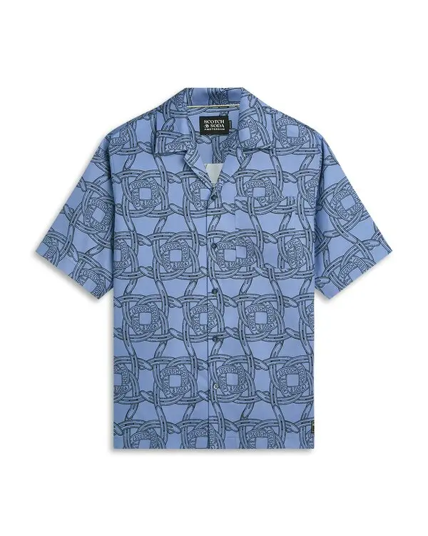 Scotch & Soda Printed Tencel Relaxed Fit Short Sleeve Shirt