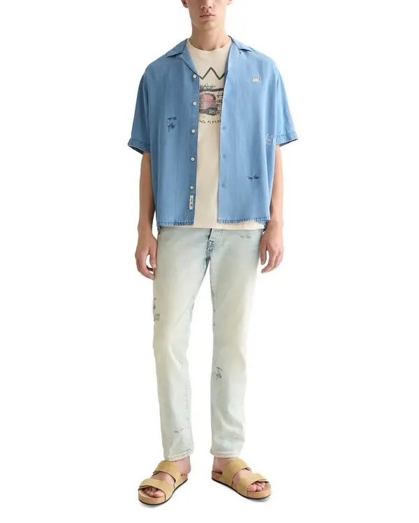 Scotch & Soda Basquiat Indigo Tencel Relaxed Fit Short Sleeve Shirt