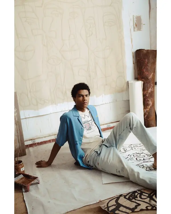 Scotch & Soda Basquiat Indigo Tencel Relaxed Fit Short Sleeve Shirt