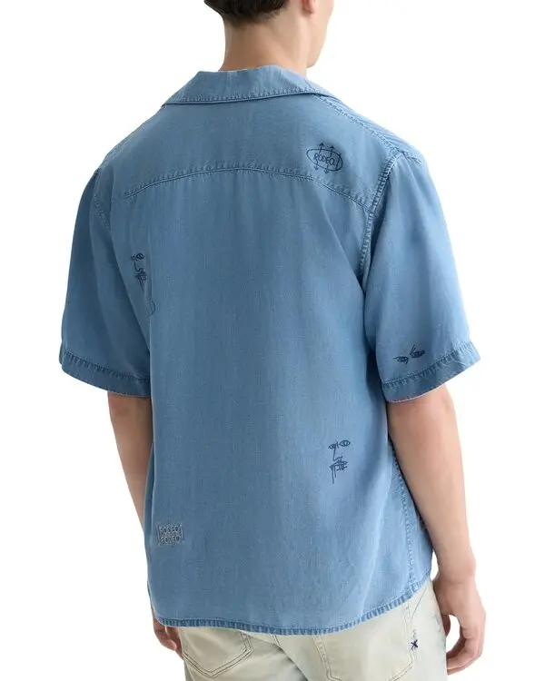 Scotch & Soda Basquiat Indigo Tencel Relaxed Fit Short Sleeve Shirt