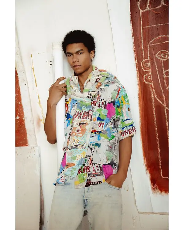 Scotch & Soda Basquiat Printed Relaxed Fit Short Sleeve Shirt