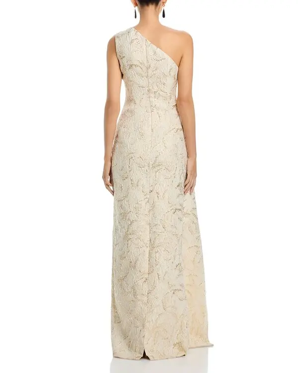 Rickie Freeman For Teri Jon Metallic Jacquard One Shoulder Gown