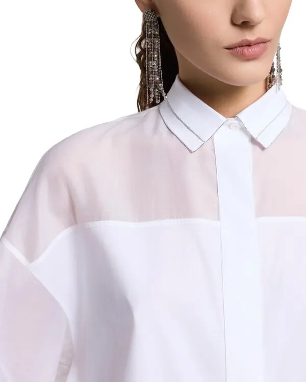 Peserico Mixed Media Wide Sleeve Blouse