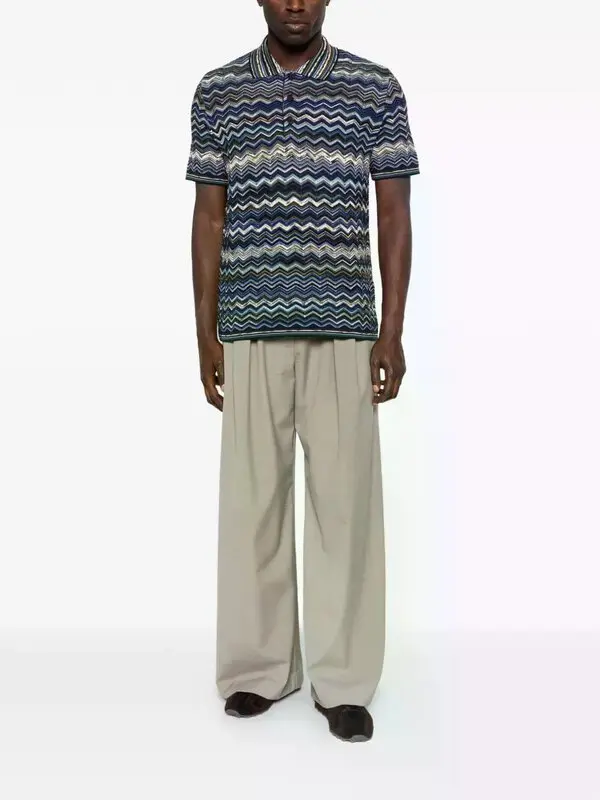 Missoni Cotton Knit Polo Shirt With Chevron Pattern
