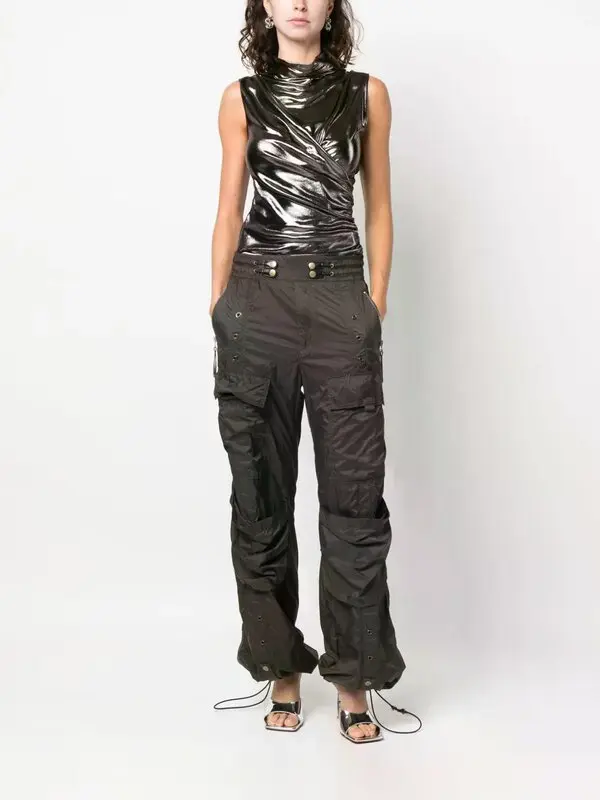 Blumarine Sleeveless Metallic Mock Neck Top - Grey