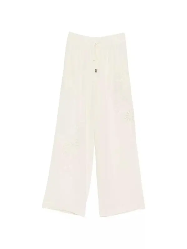 Ermanno Scervino Floral-embroidered Wide Leg Trousers - Neutrals