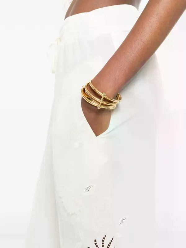 Ermanno Scervino Floral-embroidered Wide Leg Trousers - Neutrals