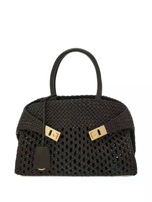 FERRAGAMO Woven Hug Tote Bag - Brown