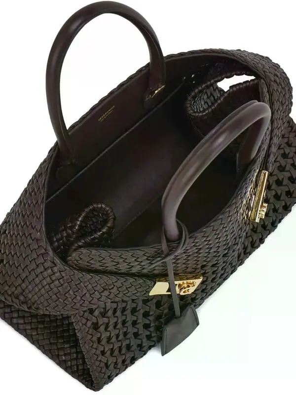 FERRAGAMO Woven Hug Tote Bag - Brown