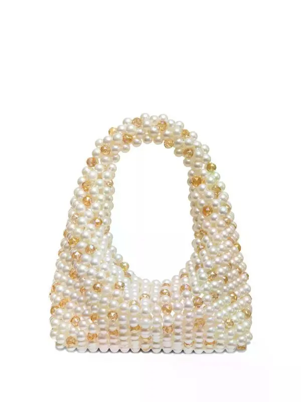 0711 TBILISI Medium Jodie Beaded Clutch Bag - Neutrals
