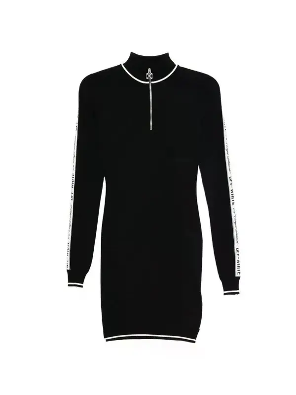 Off-White Logo Tape Long-sleeved Dress