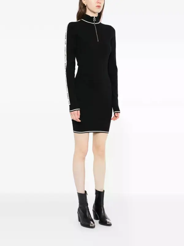 Off-White Logo Tape Long-sleeved Dress