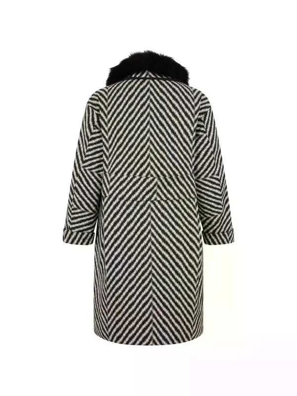 MOORER Zigzag-pattern Coat With Fur Collar