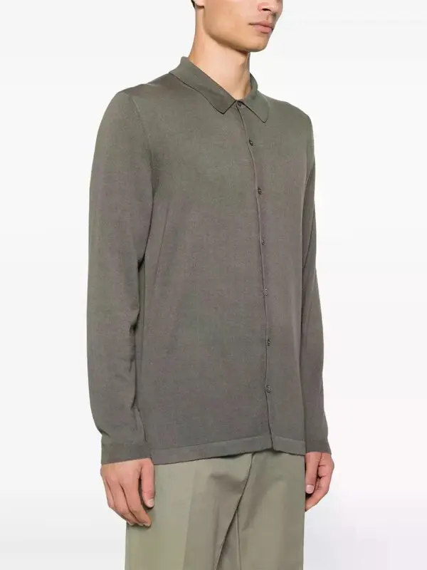 Canali Fine Knit Cashmere Shirt Sweater - Grey