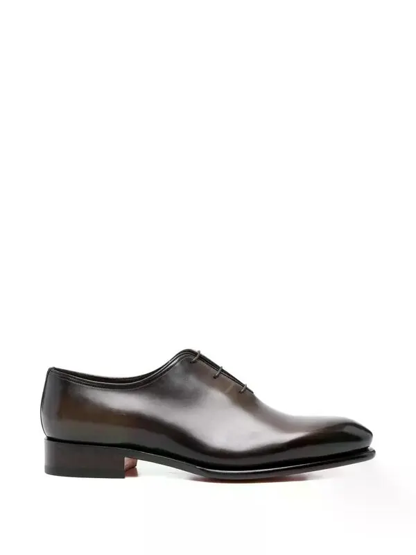 Santoni Dark Leather Lace-up Oxford Shoes