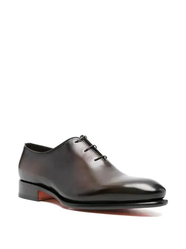 Santoni Dark Leather Lace-up Oxford Shoes