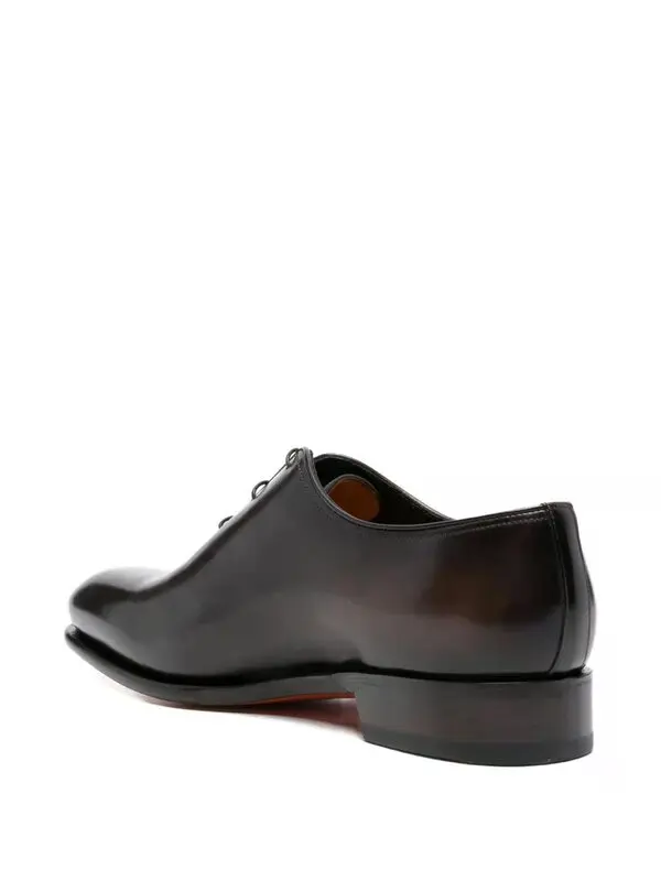 Santoni Dark Leather Lace-up Oxford Shoes