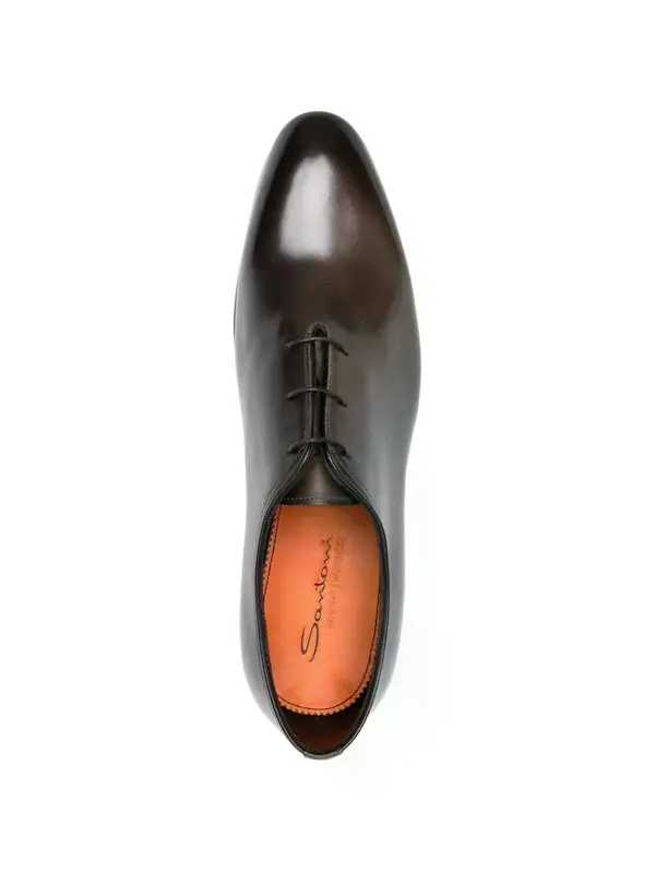 Santoni Dark Leather Lace-up Oxford Shoes