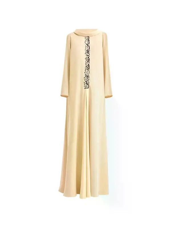 GEMY MAALOUF Kaftan With Calligraphy Embroidery - Neutrals