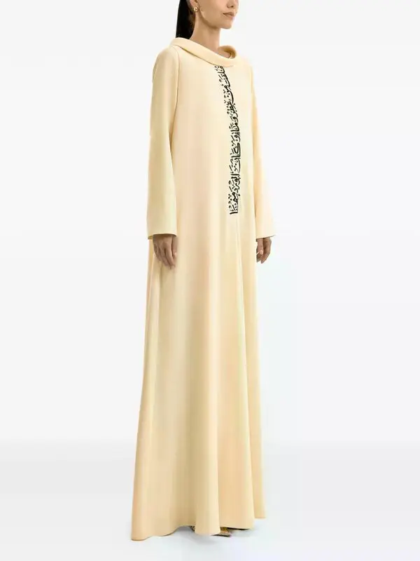 GEMY MAALOUF Kaftan With Calligraphy Embroidery - Neutrals