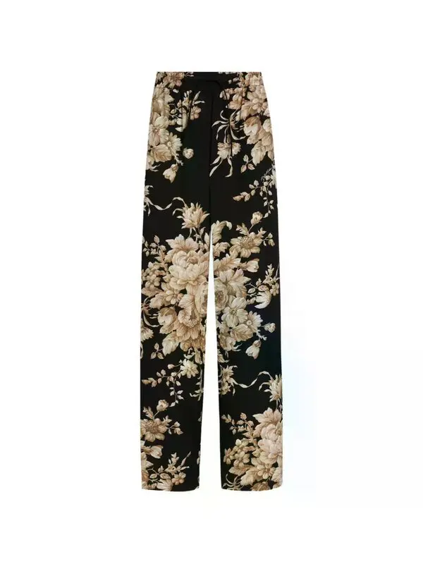 Dolce & Gabbana Floral-print Trousers - Black