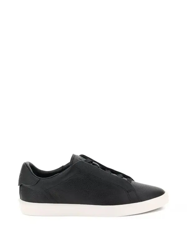 Boggi Milano Tumbled Leather Trainers - Black