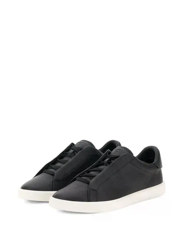 Boggi Milano Tumbled Leather Trainers - Black