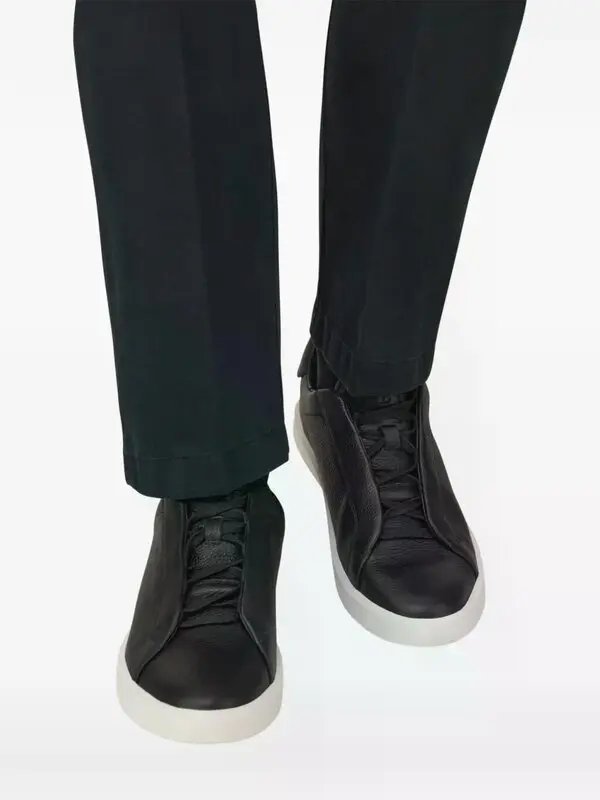 Boggi Milano Tumbled Leather Trainers - Black