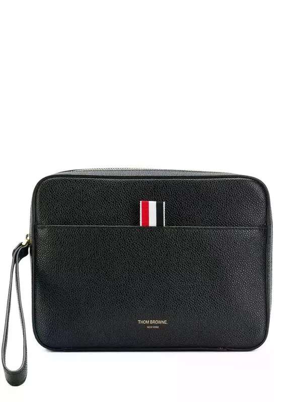 Thom Browne Leather Zip-up Pouch - Black