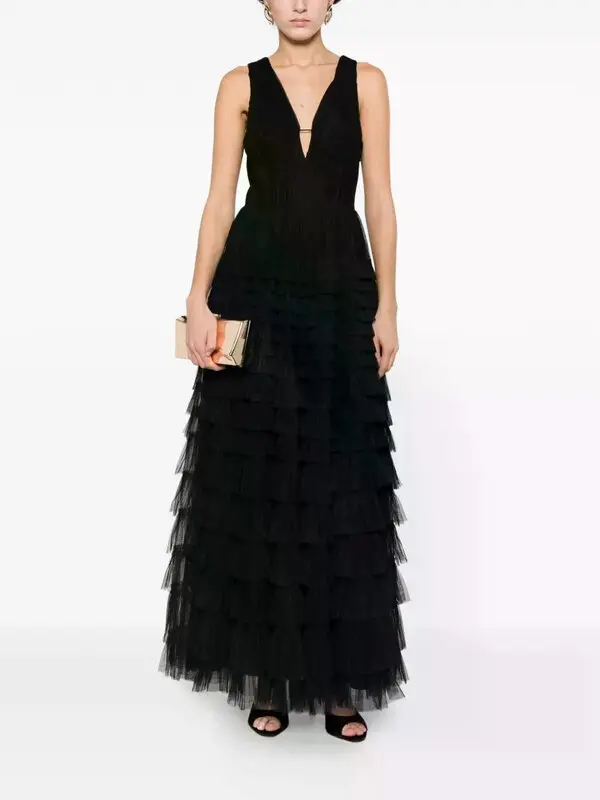 TWINSET Ruffled V-neck Long Dress