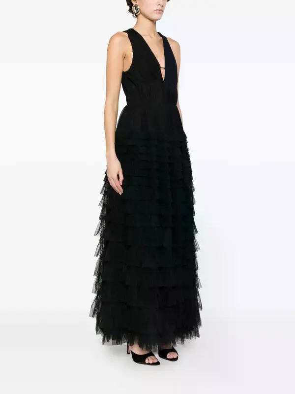 TWINSET Ruffled V-neck Long Dress