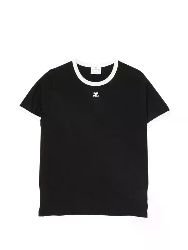 COURREGES Logo-embroidered T-shirt - Black
