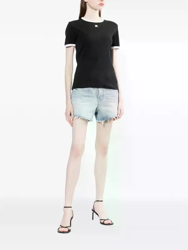 COURREGES Logo-embroidered T-shirt - Black