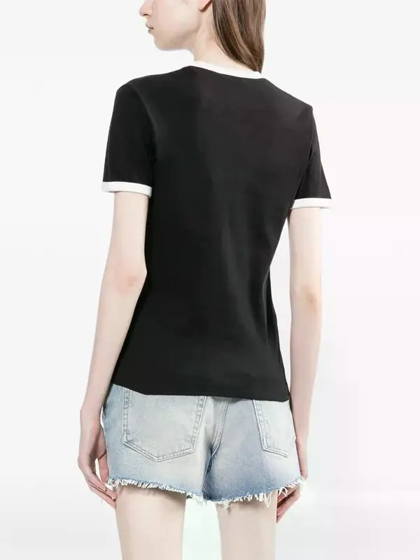 COURREGES Logo-embroidered T-shirt - Black