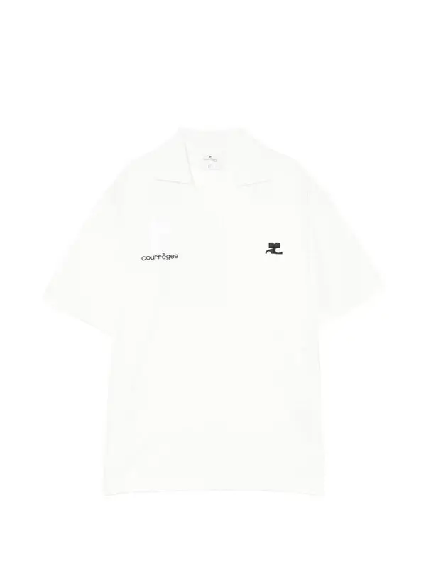 COURREGES Logo-embroidered T-shirt - White