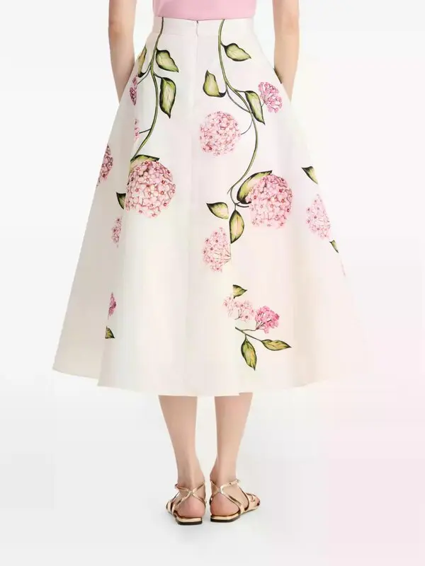 Oscar De La Renta Flower-print Midi Skirt
