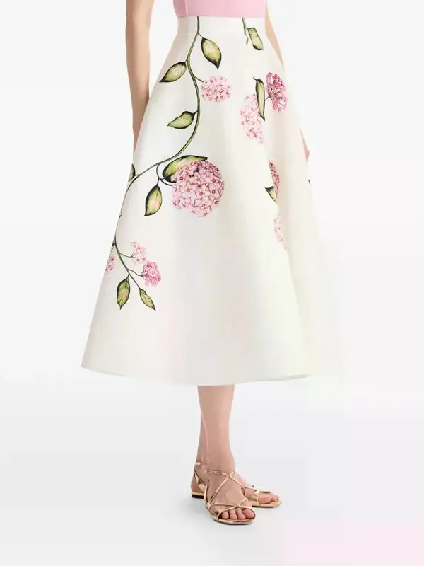 Oscar De La Renta Flower-print Midi Skirt