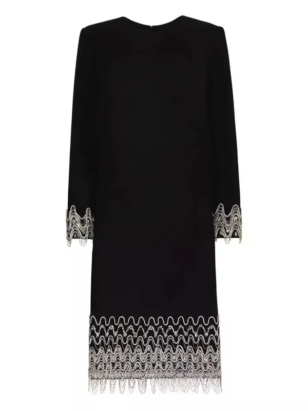 Oscar De La Renta Embroidered Shift Dress - Black