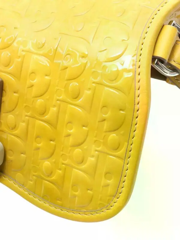Dior 2010-2026 Mini Oblique Patent Gallop Crossbody Bag - Yellow