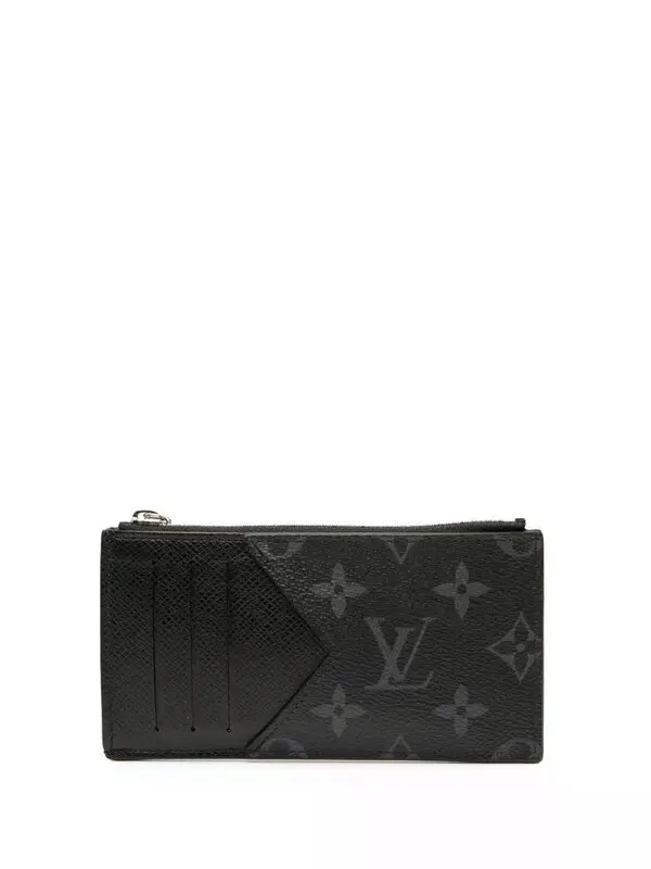 LOUIS VUITTON 2021-2026 Monogram Eclipse Taigarama Card Holder Coin Pouch - Black