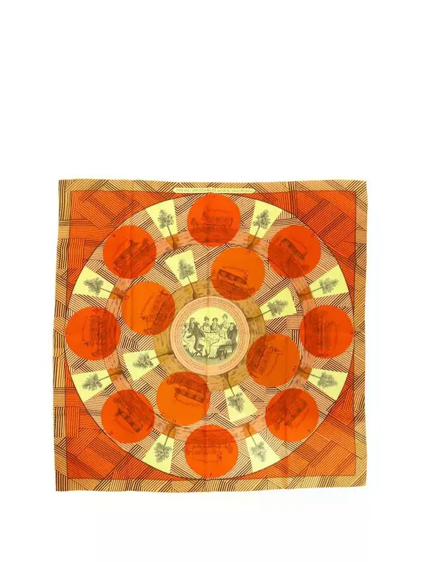 Hermès 2010-2025 Jeu Des Omnibus Remix Silk Scarf 90 Scarves - Orange
