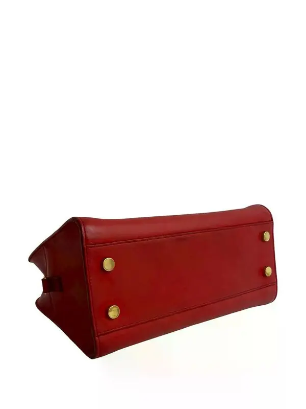 Saint Laurent Baby Leather Monogram Cabas Satchel - Red